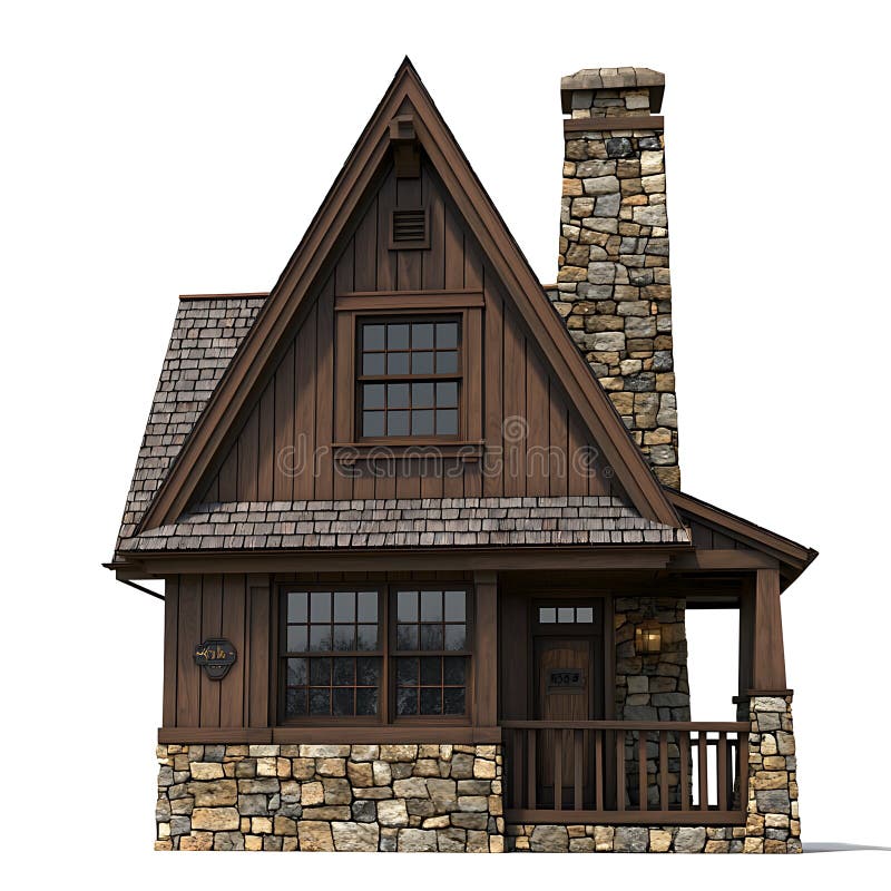 Charming Mountain Cabin Architectural Design of a Rustic Home Stock ...