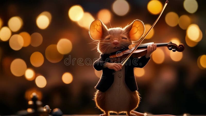 Charming Mouse in a Tuxedo Playing the Violin, Creating a Delightful ...