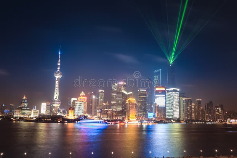 Charming night at shanghai stock photo. Image of modern - 39420494