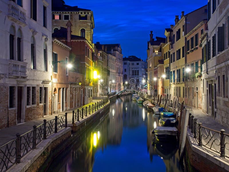 Night View of Canal in Venice, Italy Editorial Photo - Image of famous ...