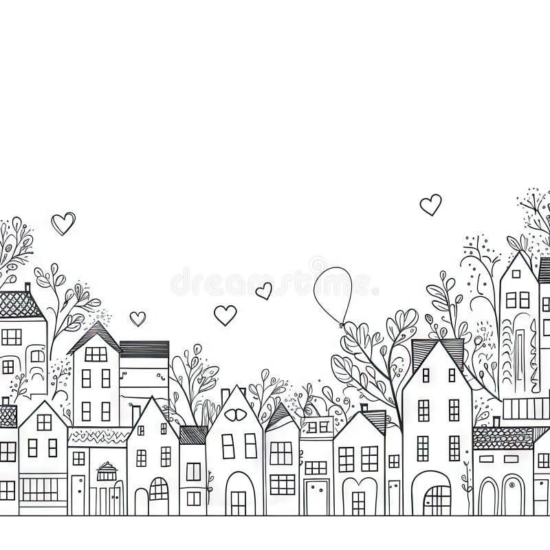 Houses One Line Drawing Stock Illustrations – 323 Houses One Line ...