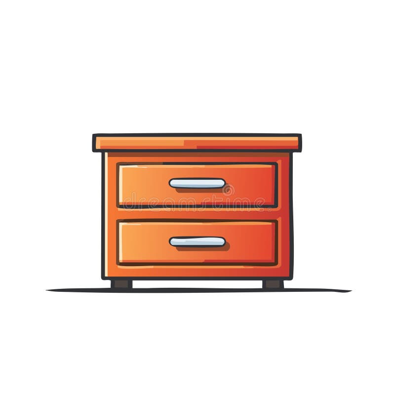 Charming Orange Bedside Table with Two Drawers and Simple Round Handles ...