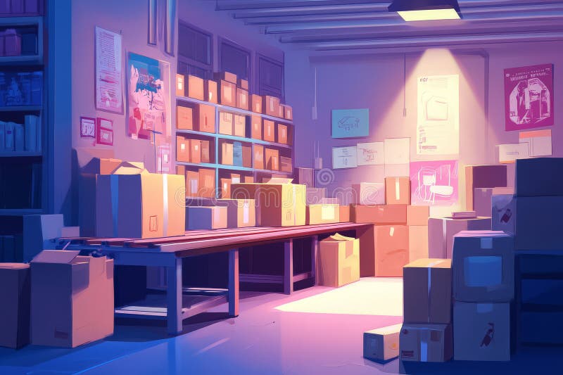 Charming Package Sorting Facility Illustration Stock Illustration ...