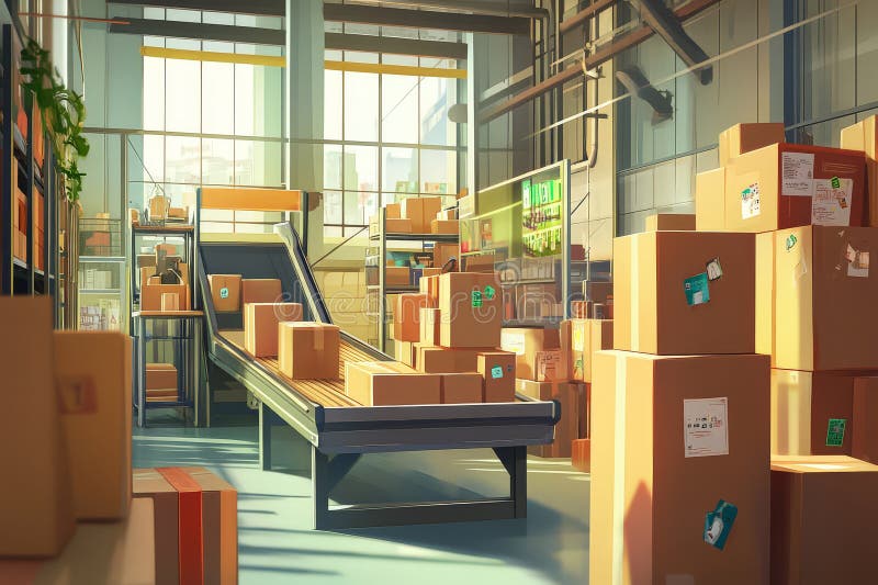 Charming Package Sorting Facility Illustration Stock Illustration ...