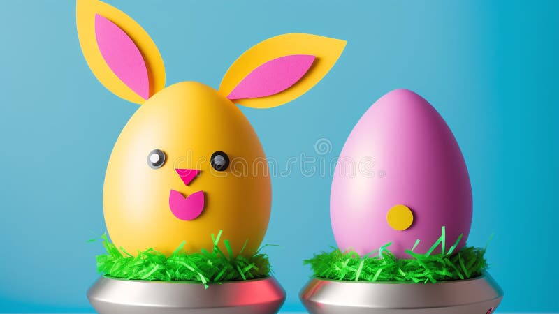 A Charming Pair of Easter Eggs with Ears and Ears Sticking Out of Them ...