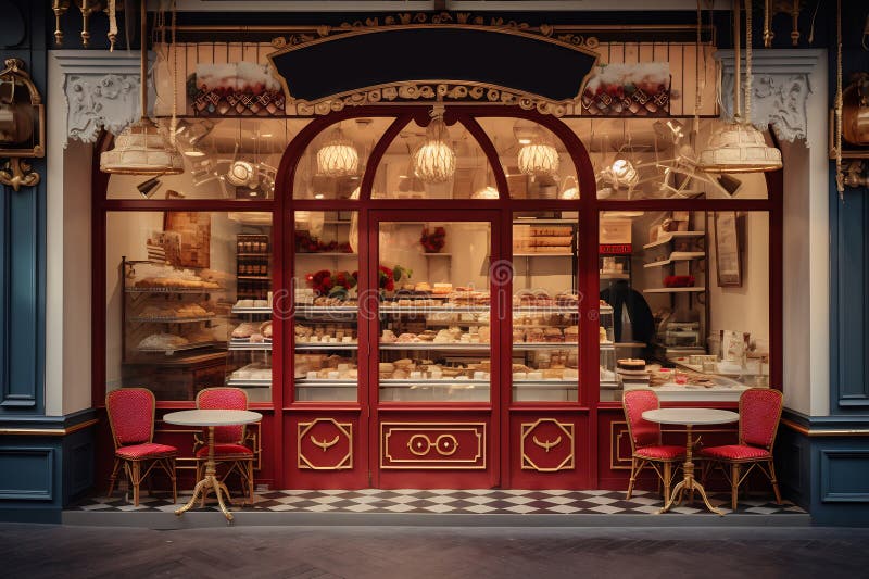 Charming Parisian Cafe Front with Pastries Stock Image - Image of ...