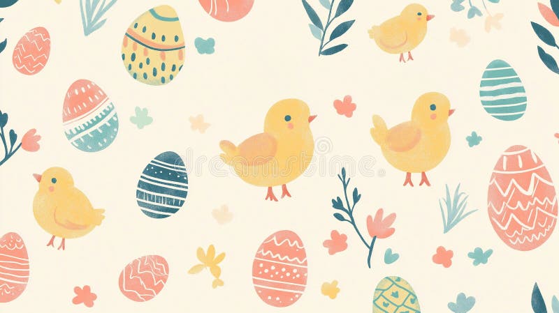 A Charming Pastel Easter Background with Repeating Patterns of Chicks ...
