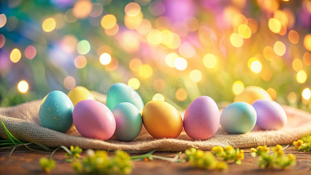 Charming Pastel Easter Eggs TiltShift Canvas a Springtime Greeting ...