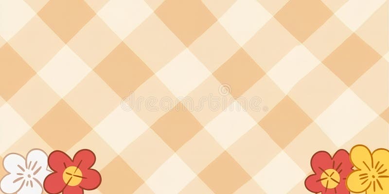 Charming Pastel Peach Gingham Background with Simple Floral Design ...