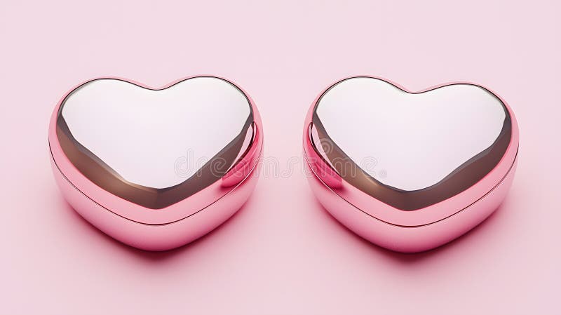 Charming Pink Heart-shaped Boxes on Pastel Surface Stock Illustration ...