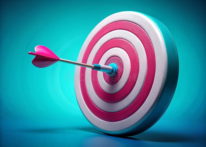 Charming Pink and White Target Bullseye with Teal Background and Blue ...