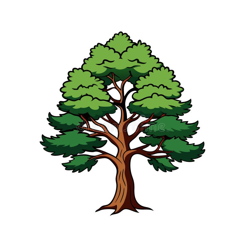 Charming Pitch Pine Tree Artwork Stock Illustration - Illustration of ...