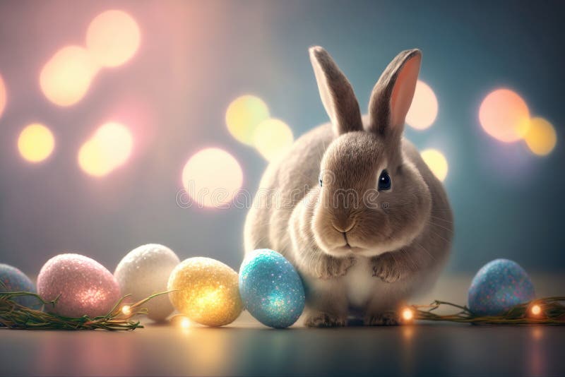 Hop into Easter Fun Rabbit and Egg. Generative AI Stock Illustration ...