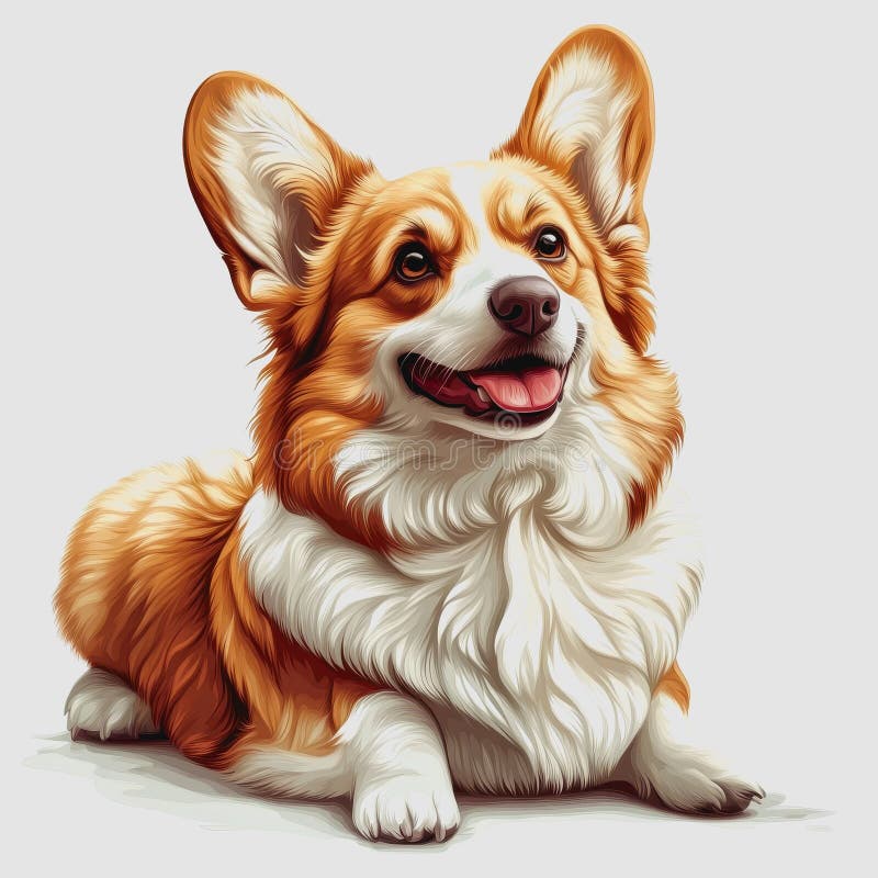 Charming and Playful Corgi Lying with a Happy Expression, Showcasing ...