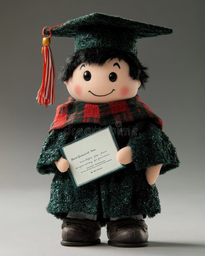 Graduation Doll with Diploma Stock Illustration - Illustration of cute ...