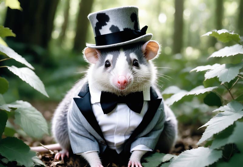 A Charming Possum in Whimsical Woodland Attire Stock Illustration ...