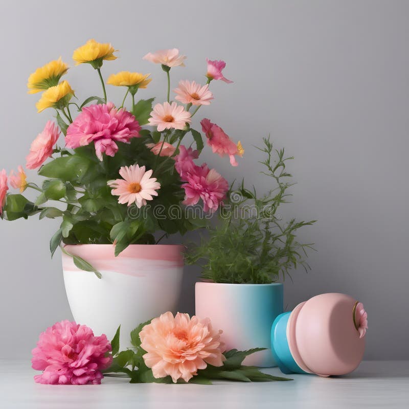 Charming Pot and Bloom Display: Aesthetic Flower Background Stock Image ...
