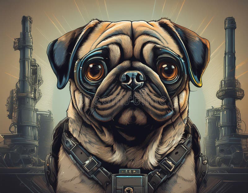 Charming Pug Dog Illustration Detailed Artwork Capturing the Adorable ...