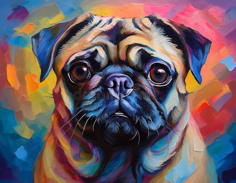Charming Pug Dog Illustration Detailed Artwork Capturing the Adorable ...