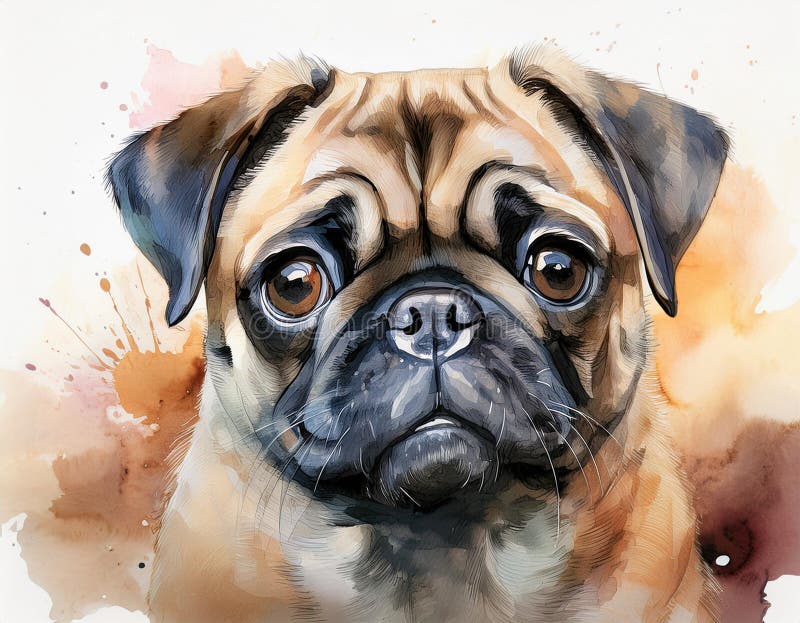 Charming Pug Dog Illustration Detailed Artwork Capturing the Adorable ...