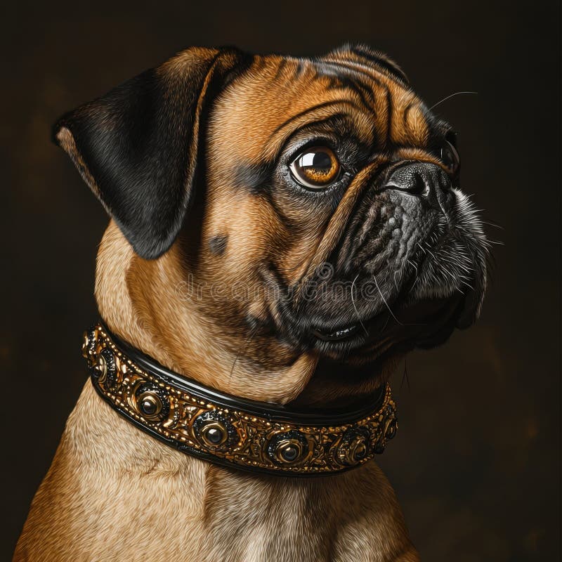 Charming Pug with Wrinkled Face and Big Eyes Showcasing a Playful and ...