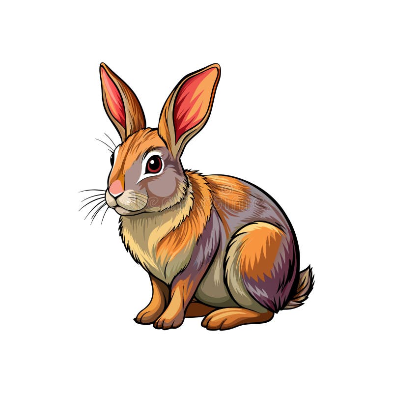 Charming Rabbit Animal Realistic Artwork Stock Illustration ...