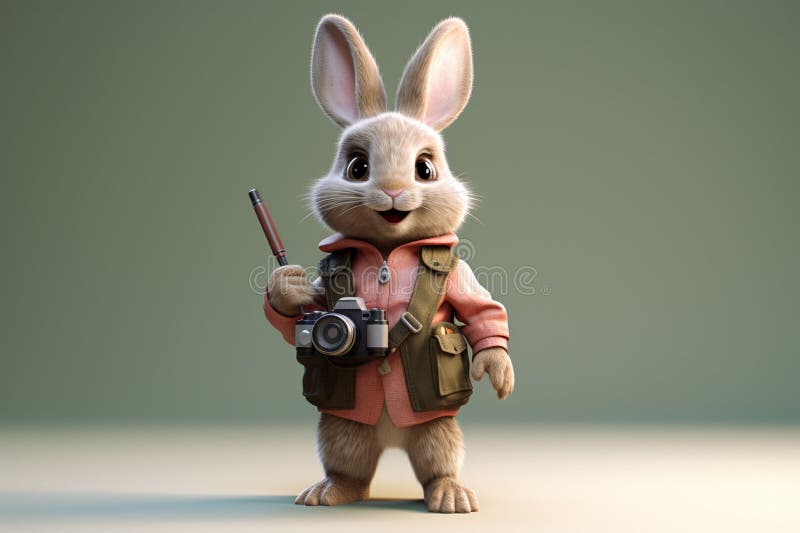 Charming Rabbit Character in a Retroinspired Stock Illustration ...