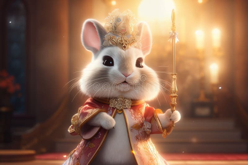 Charming Rabbit Character Wearing a Crown and Stock Illustration ...