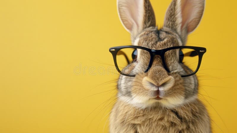 Charming Rabbit with Glasses in Studio Environment, Ideal for Adding ...
