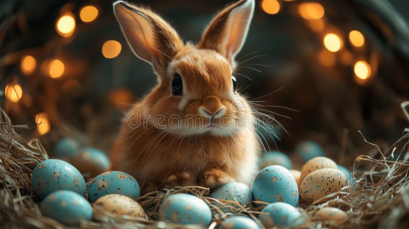 Charming Rabbit Nesting Colorful Easter Eggs Spring Stock Photos - Free ...