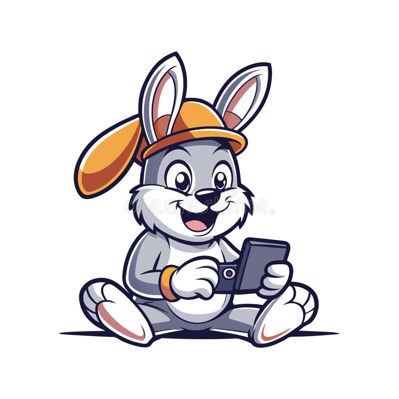 Rabbit Playing Snowballs. Cute Rabbit in Winter. Christmas and New Year ...