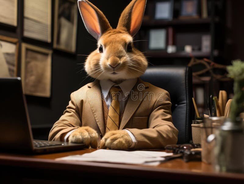 Charming Rabbit Signs Mini Suit Contract Stock Illustration ...