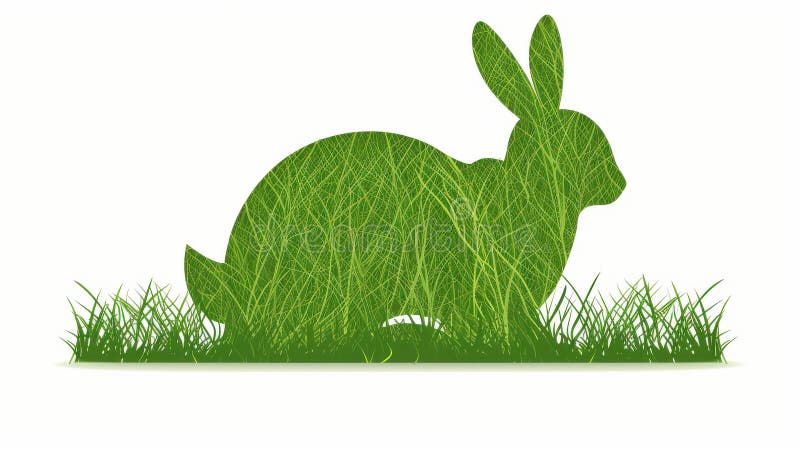 A Charming Rabbit Silhouette Crafted from Delicate Grass Texture ...