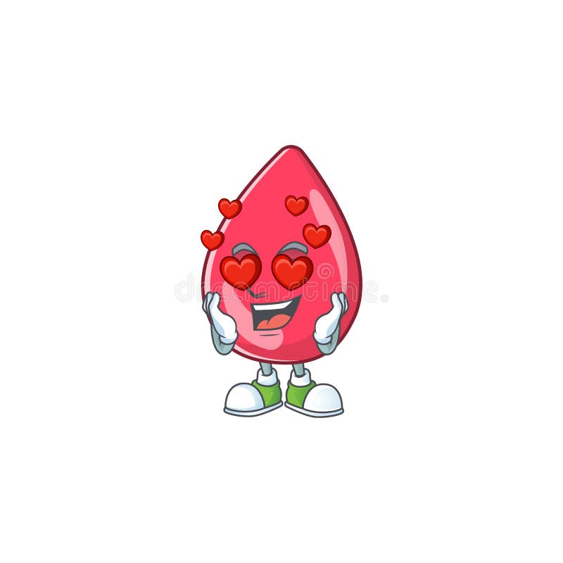 Charming Red Blood Cartoon Character with a Falling in Love Face Stock ...