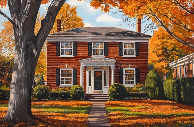 Red Orange Autumn Leaves Brown Brick Steps Stock Photos - Free ...