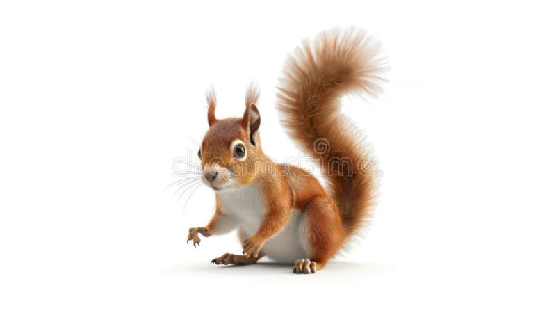Adorable Red Squirrel Posing on White Background Stock Video - Video of ...