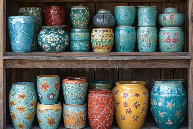 A Charming Representation of Vintage Garden Pots, Showcasing Their ...