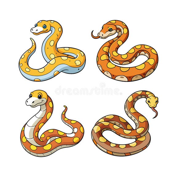 Charming Reticulated Python Coloring Design for Kids Stock Vector ...