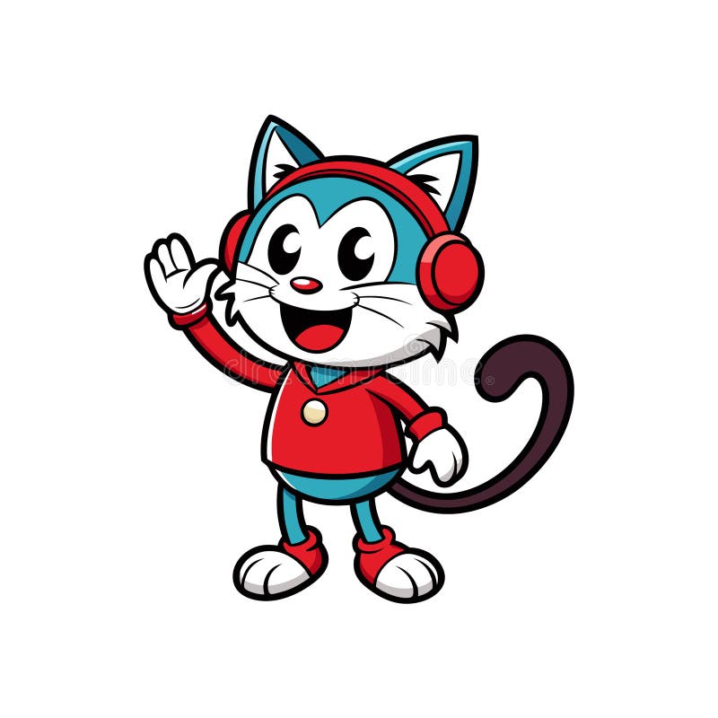 Charming Retro Cat Character Design Stock Illustration - Illustration ...