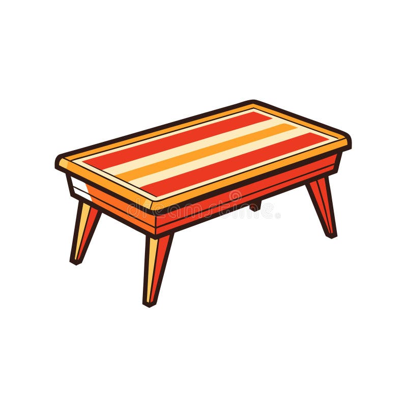 Charming Retro Coffee Table Visual Stock Illustration - Illustration of ...