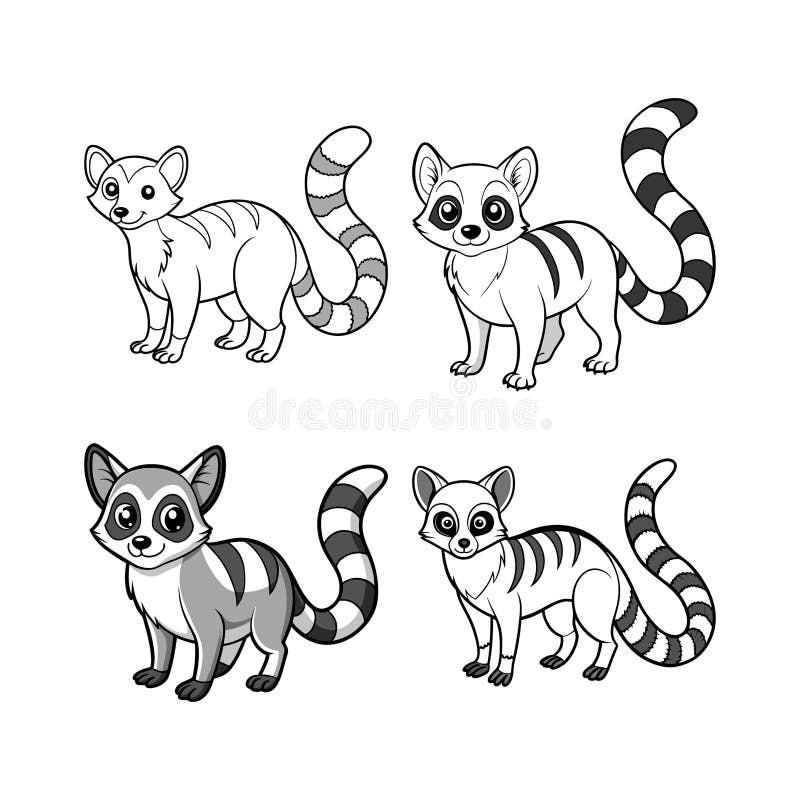 Charming Ringtail Coloring Design for Kids Stock Illustration ...
