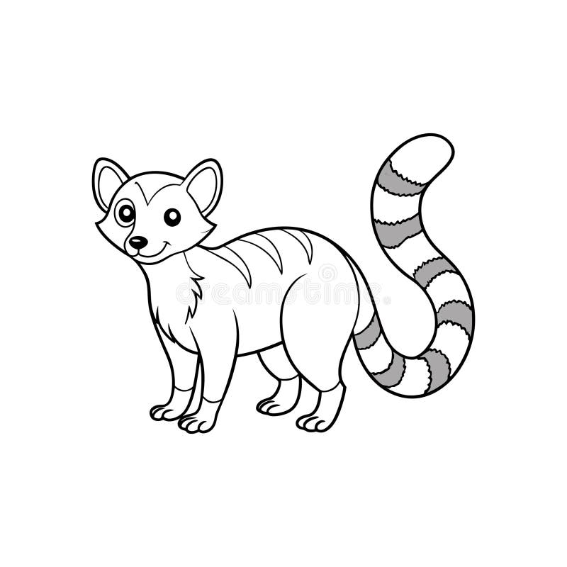 Charming Ringtail Coloring Design for Kids Stock Photo - Illustration ...