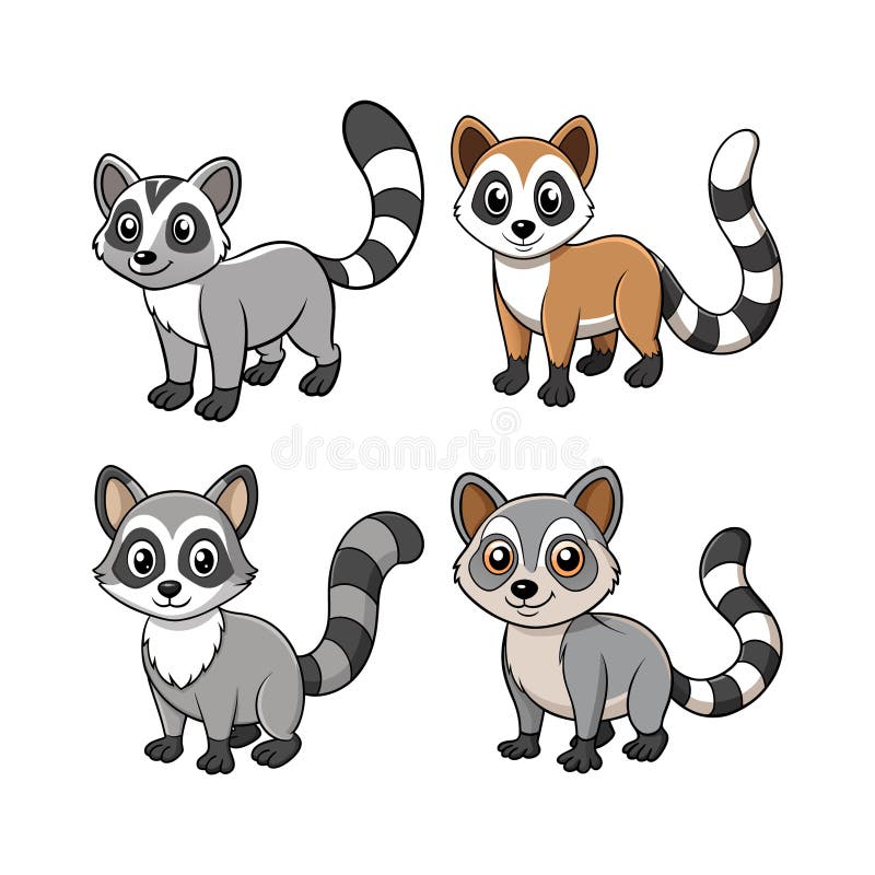 Charming Ringtail Coloring Design for Kids Stock Vector - Illustration ...