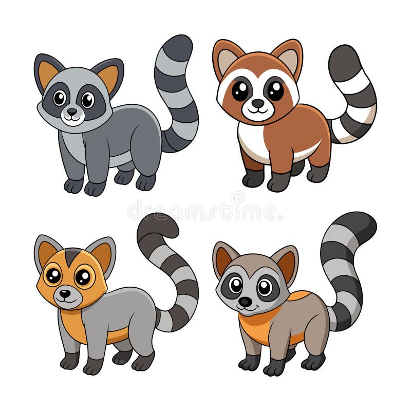 Charming Ringtail Coloring Design for Kids Stock Vector - Illustration ...