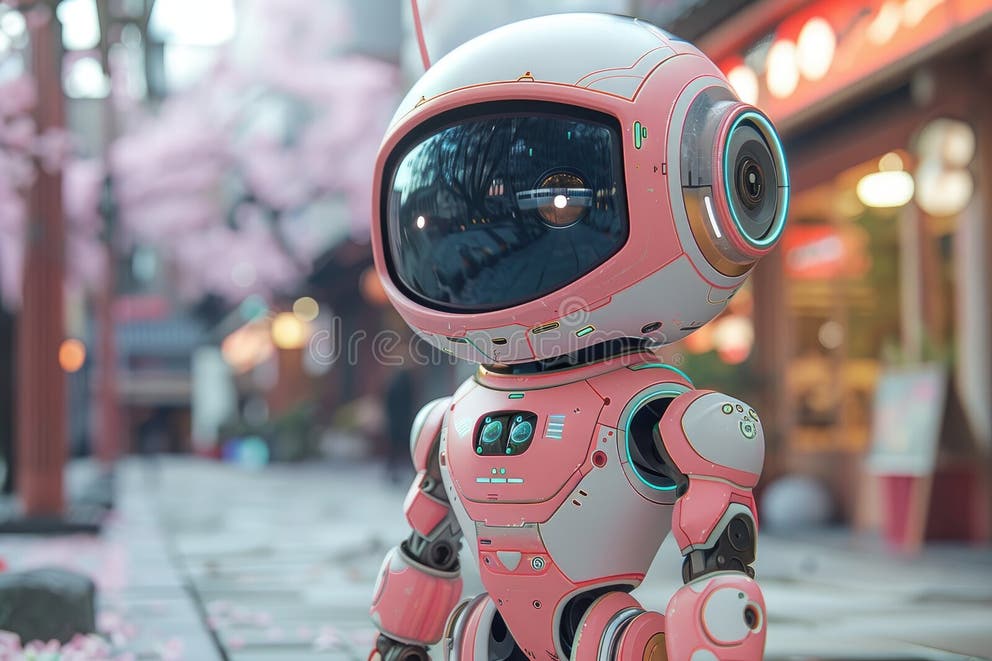 A Charming Robot in Soft Pastel Hues, Rendered in Cute Chibi Style ...