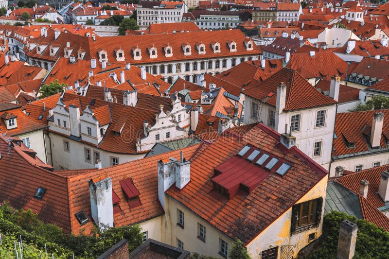 Charming Rooftop View of Old Town in Prague with Lush Greenery and ...
