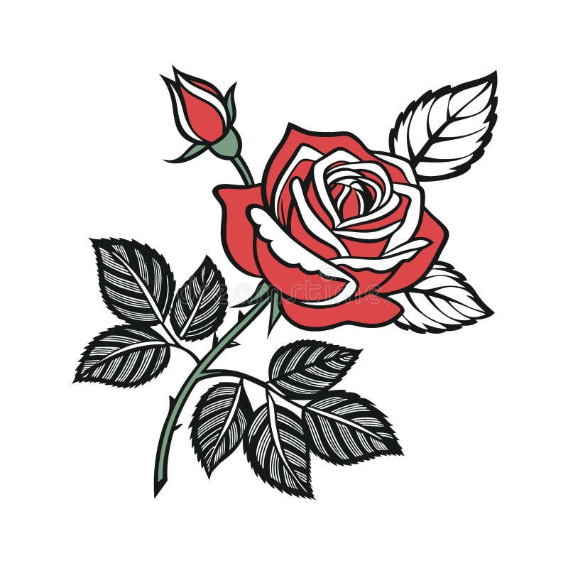 Charming Rose Flower Top Artwork Stock Illustration - Illustration of ...