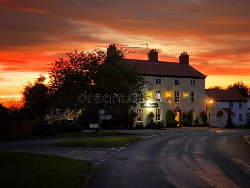 Charming Rural Pub at Sunset Editorial Image - Image of village ...
