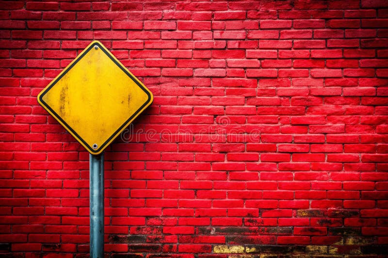 Charming Rustic Brick Road Sign with Ample Red Background Space for ...