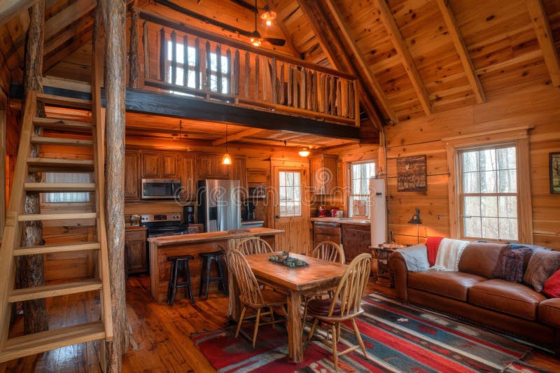 Charming Rustic Cabin with Modern Design Featuring Cozy Living Space ...